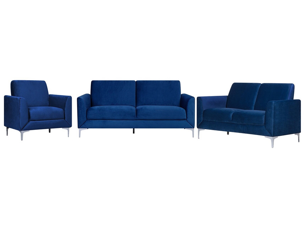 Velvet Living Room Set Navy Blue FENES Beliani