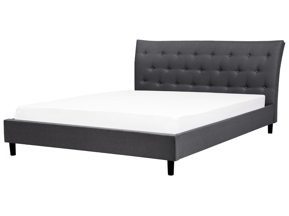 Bed Fabric SAVERNE 180 x 200 cm EU Super King Dark Grey Beliani