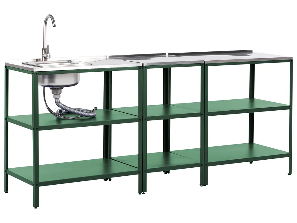 Outdoor Kitchen Cabinet with Sink VILAMA Green | Beliani.co.uk