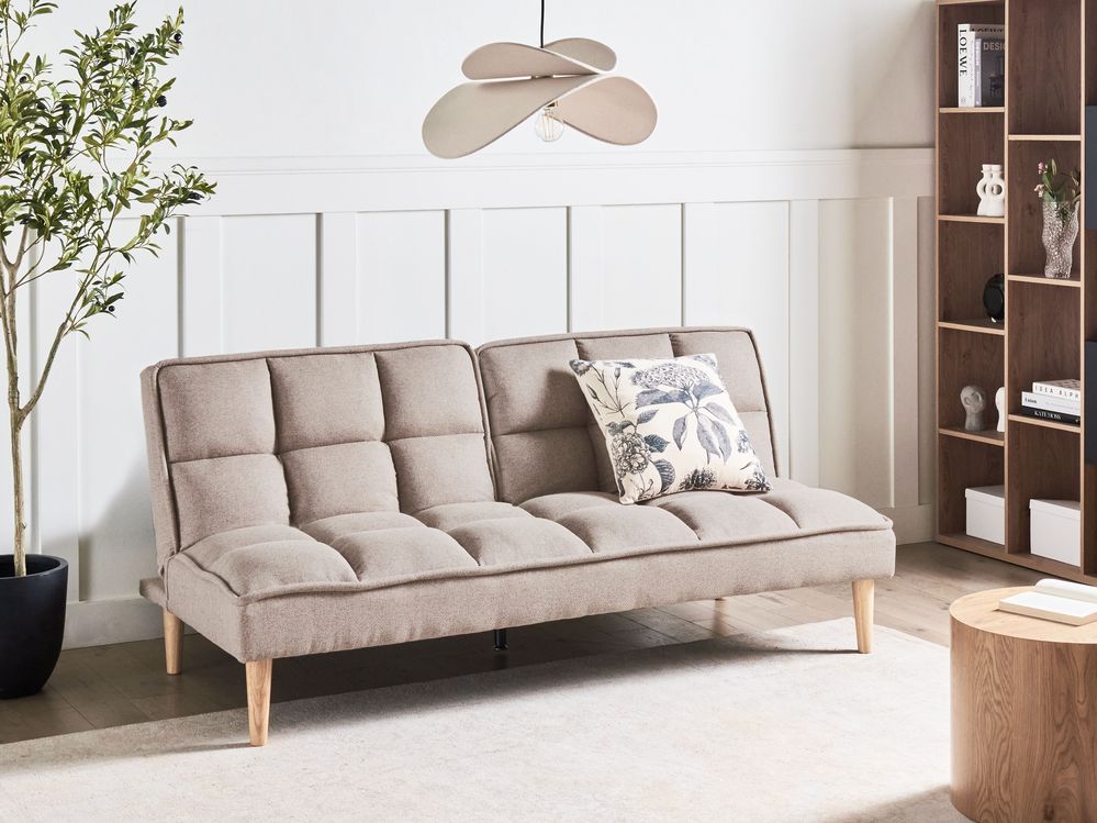 Sofa 3 Seater LERMON Fabric Light Grey | Beliani.co.uk