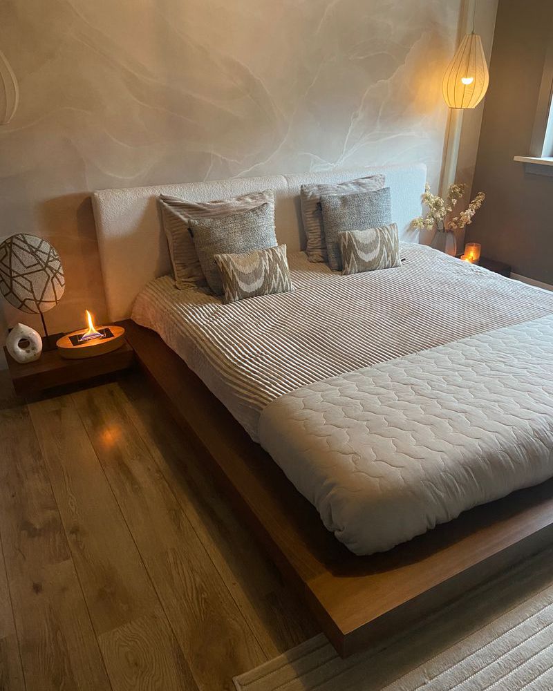 Vandseng Boucle ZEN 180 x 200 cm Brun ask | Beliani.dk