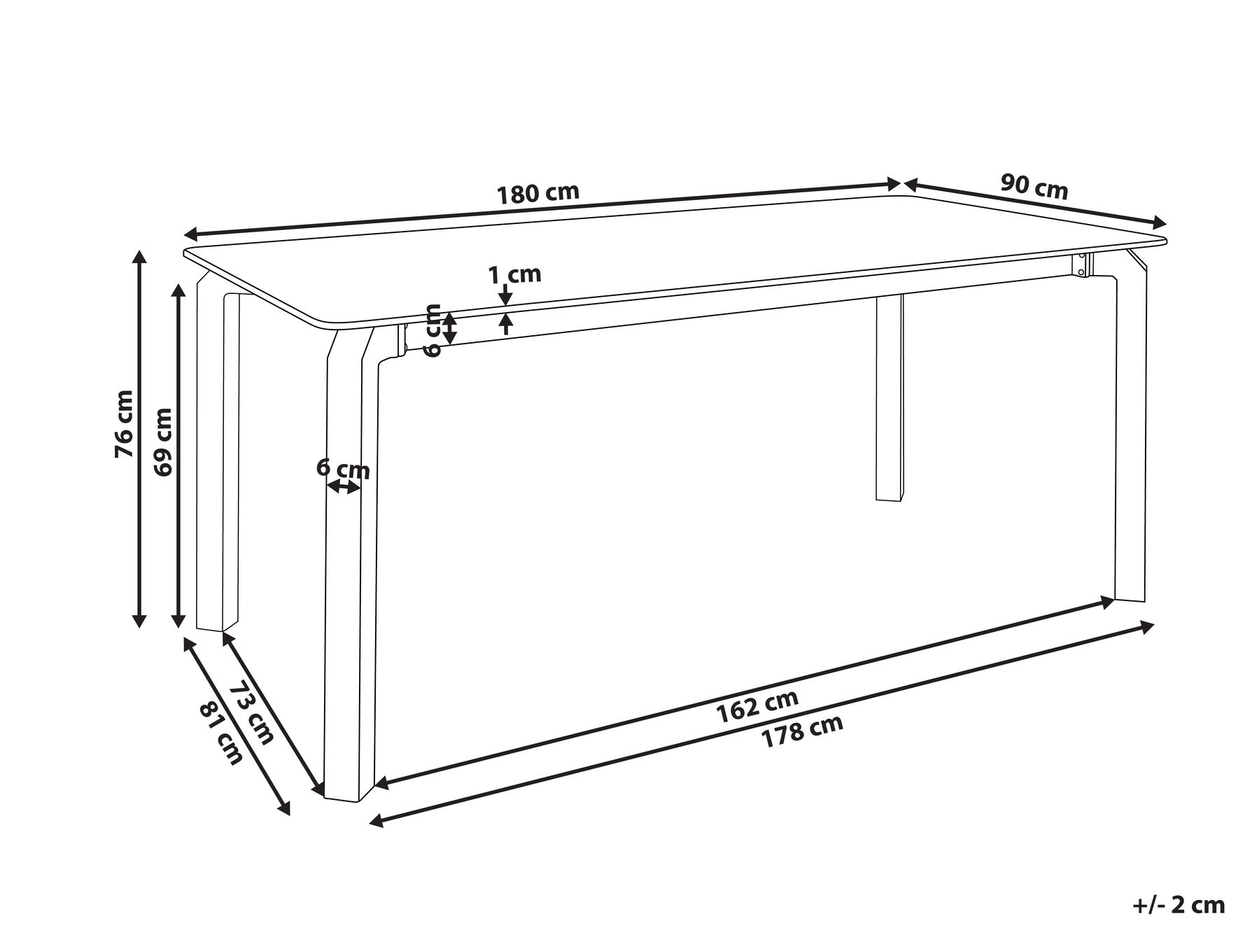 Garden Dining Table FELETTO 180 cm 90 cm Stone Black Marble | Beliani.es