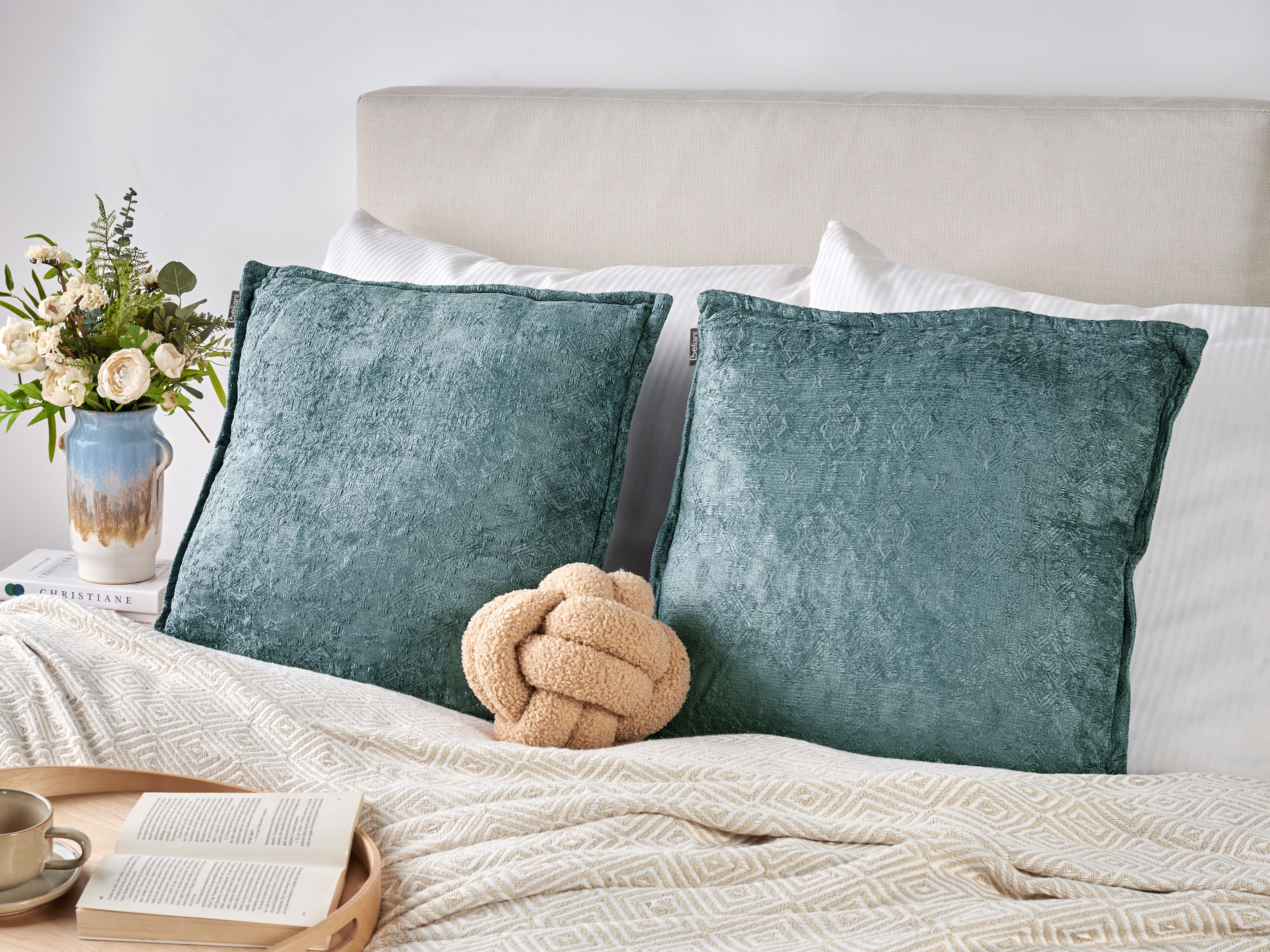 Sæt af 2 pyntepuder VERPIS Bomuld 50 x 50 cm Blå Ensfarvet | Beliani.dk