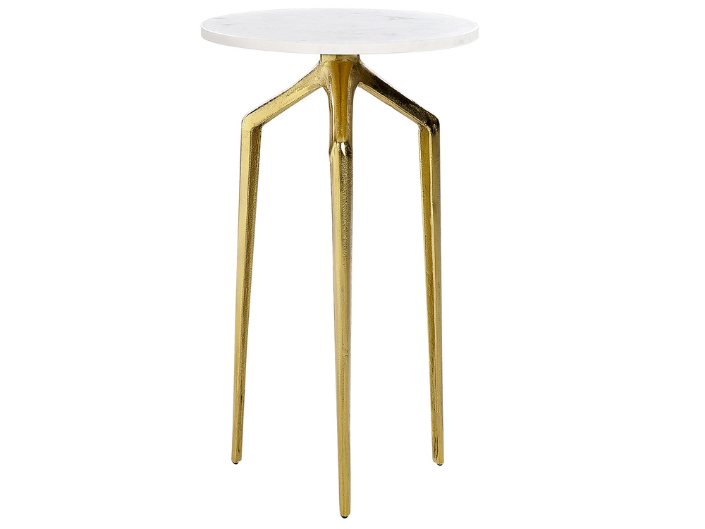 Side Table White Marble with Gold TILPA Beliani