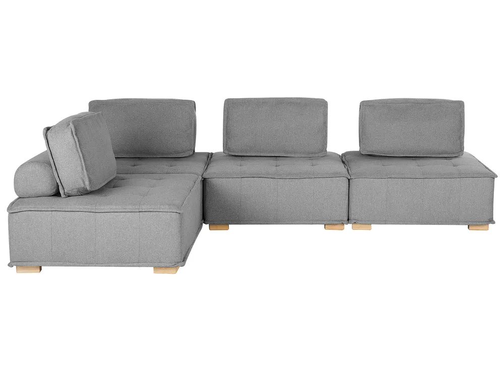 Modular Corner Sofa 4 Seater TIBRO Fabric Grey Right Hand | Beliani.co.uk