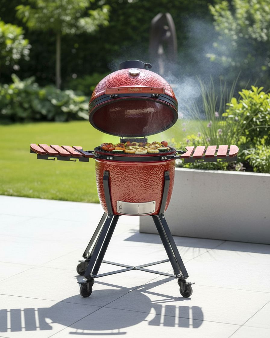 Charcoal BBQ Grill KAMADO Ceramic Red | Beliani.fi