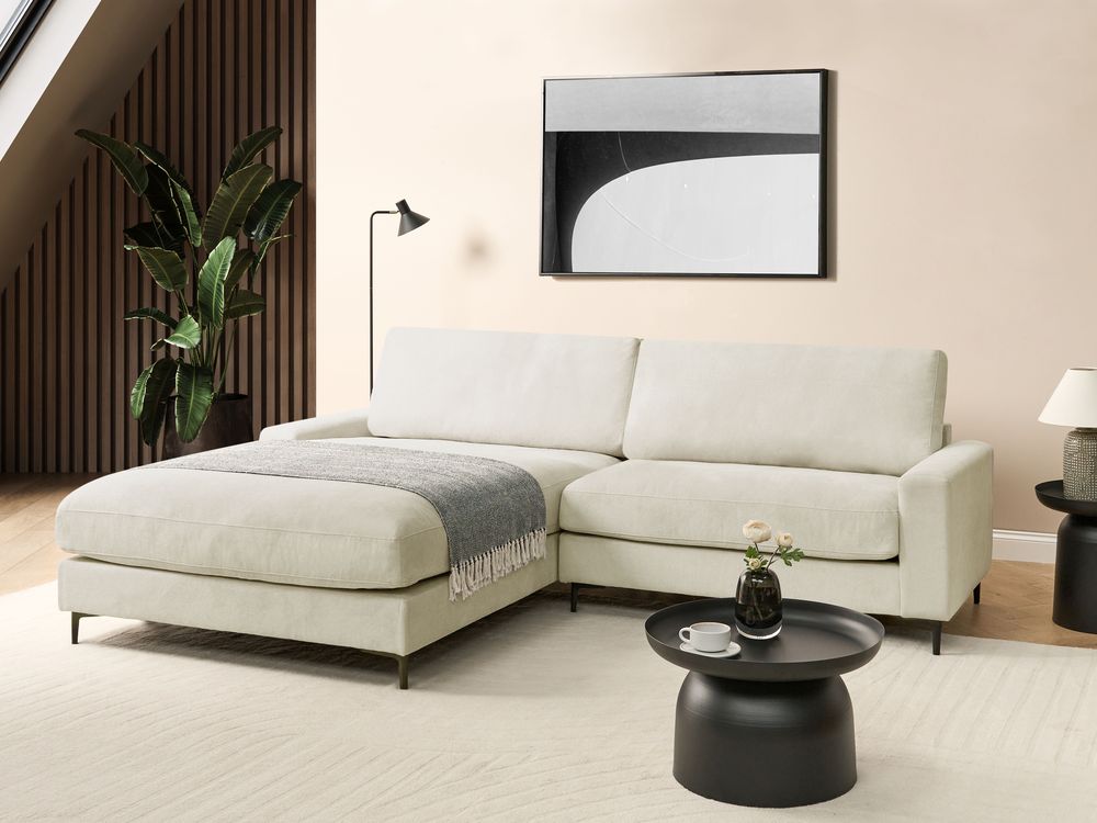 Right Hand Fabric Corner Sofa Off White MALOY Beliani.ch