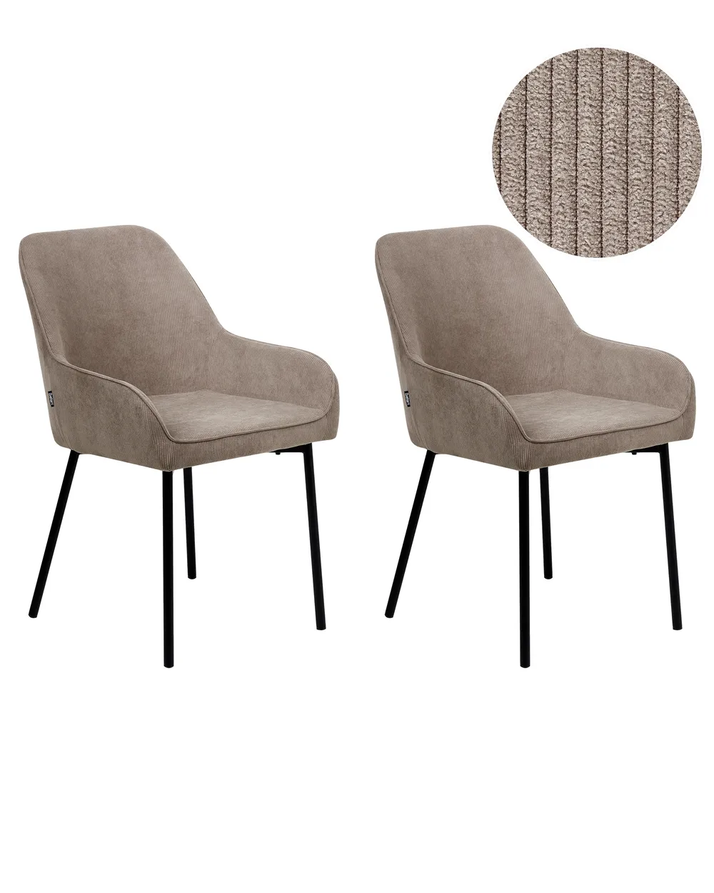 Set of 2 Dining Chairs LOVERNA Corduroy Grey | Beliani.co.uk