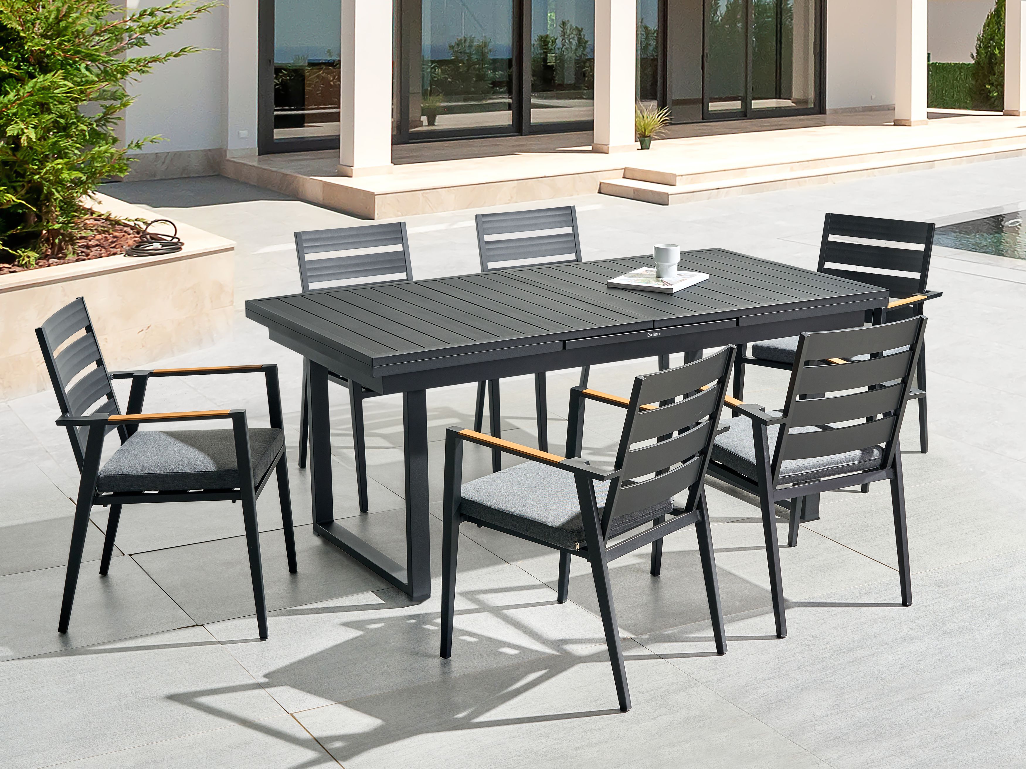 Extending Garden Dining Table VALCANETTO 180/240 cm 90 cm Metal Black ...
