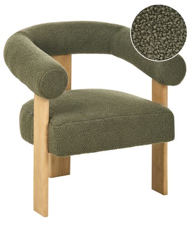 Armchair ILBRO Boucle Green/ Light Brown | Beliani.co.uk