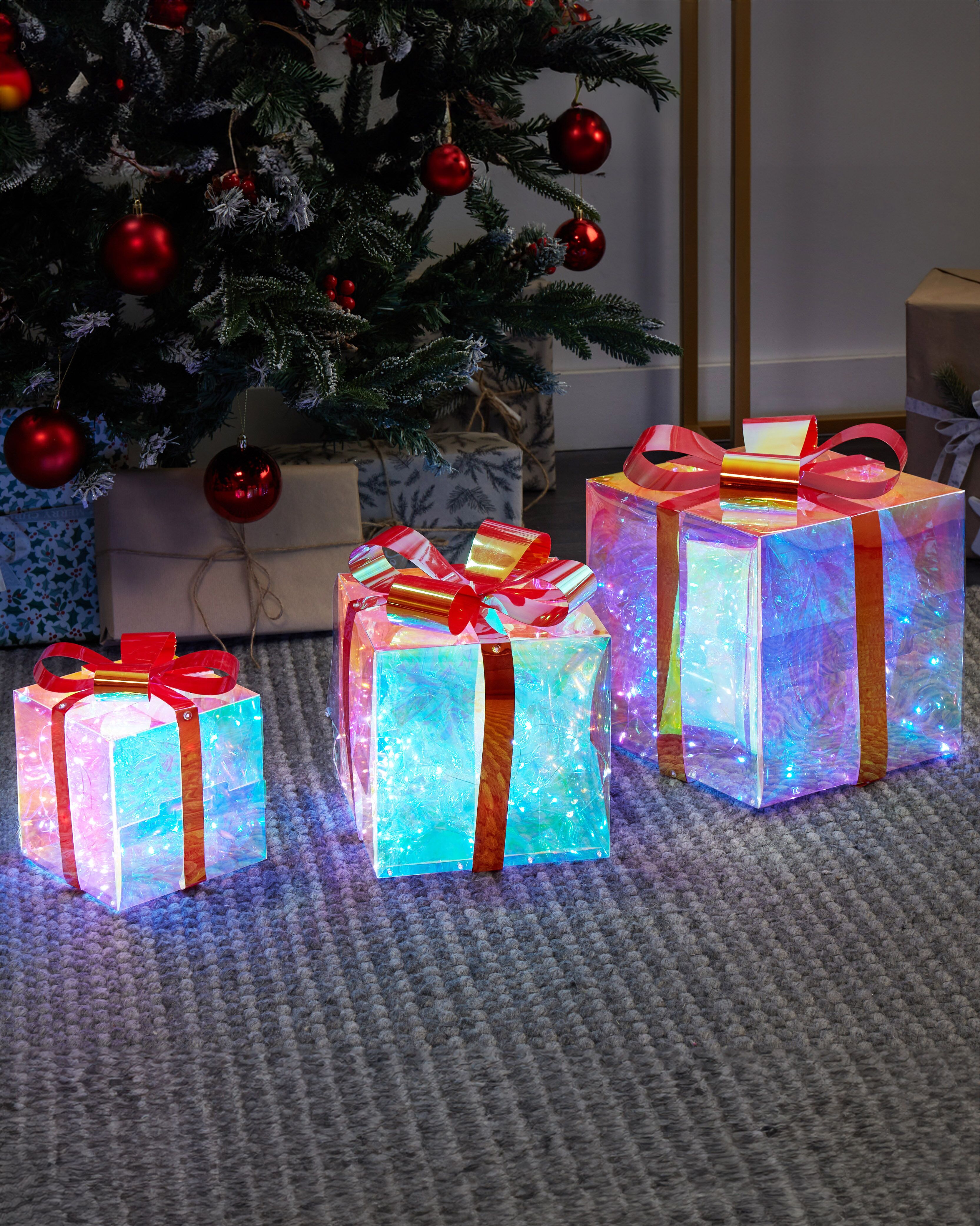 Set of 3 LED Decorations Christmas Gifts 25 cm Multicolour CAPELLA ...