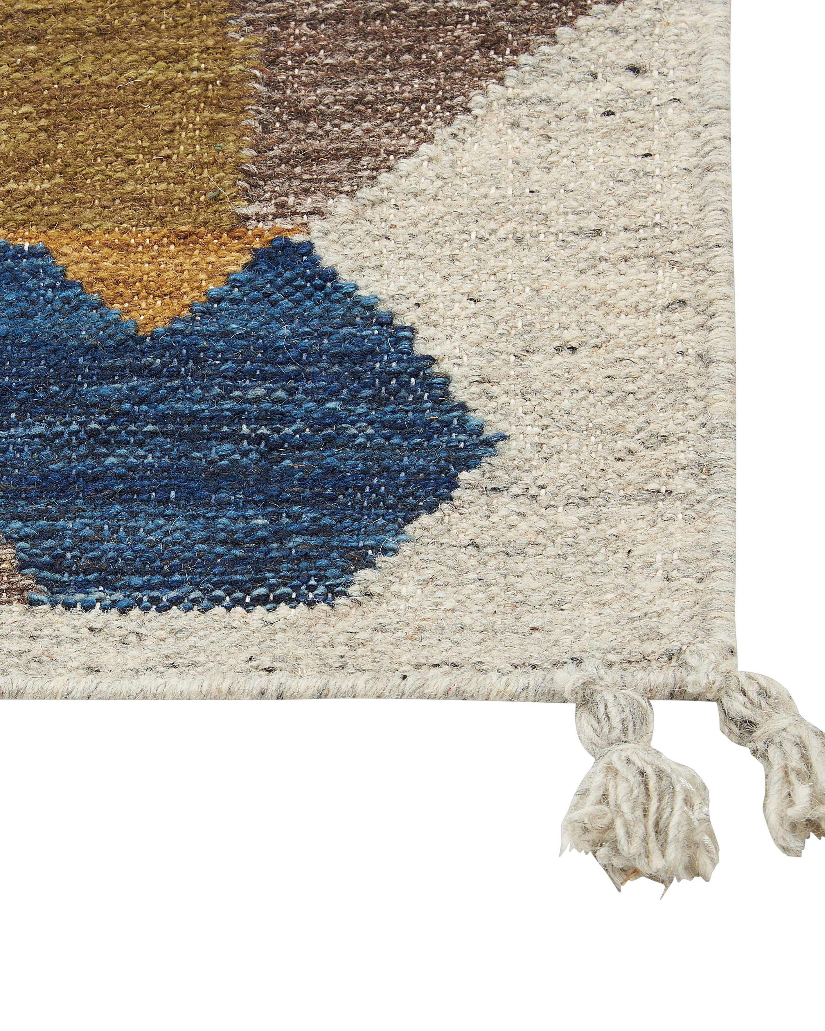 Wool Kilim Area Rug 160 x 230 cm Multicolour ARZAKAN | Beliani.co.uk