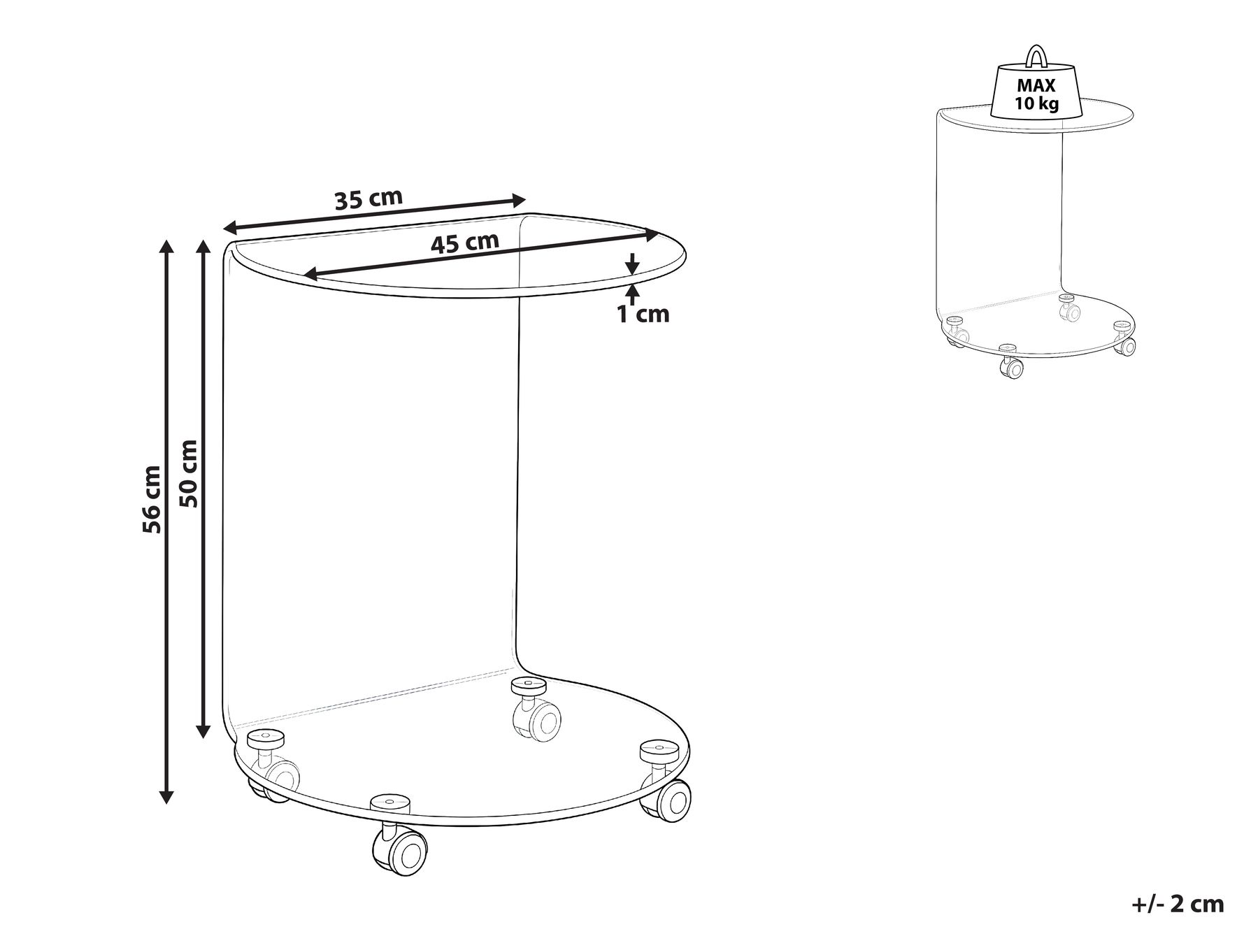 Side Table MINTO Tempered Glass Blue with Wheels | Beliani.co.uk