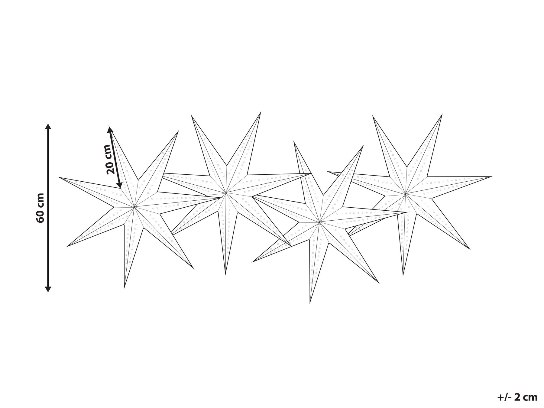 Set of 4 Hanging Decorations LED KAMET Star 60 cm Multicolour | Beliani ...