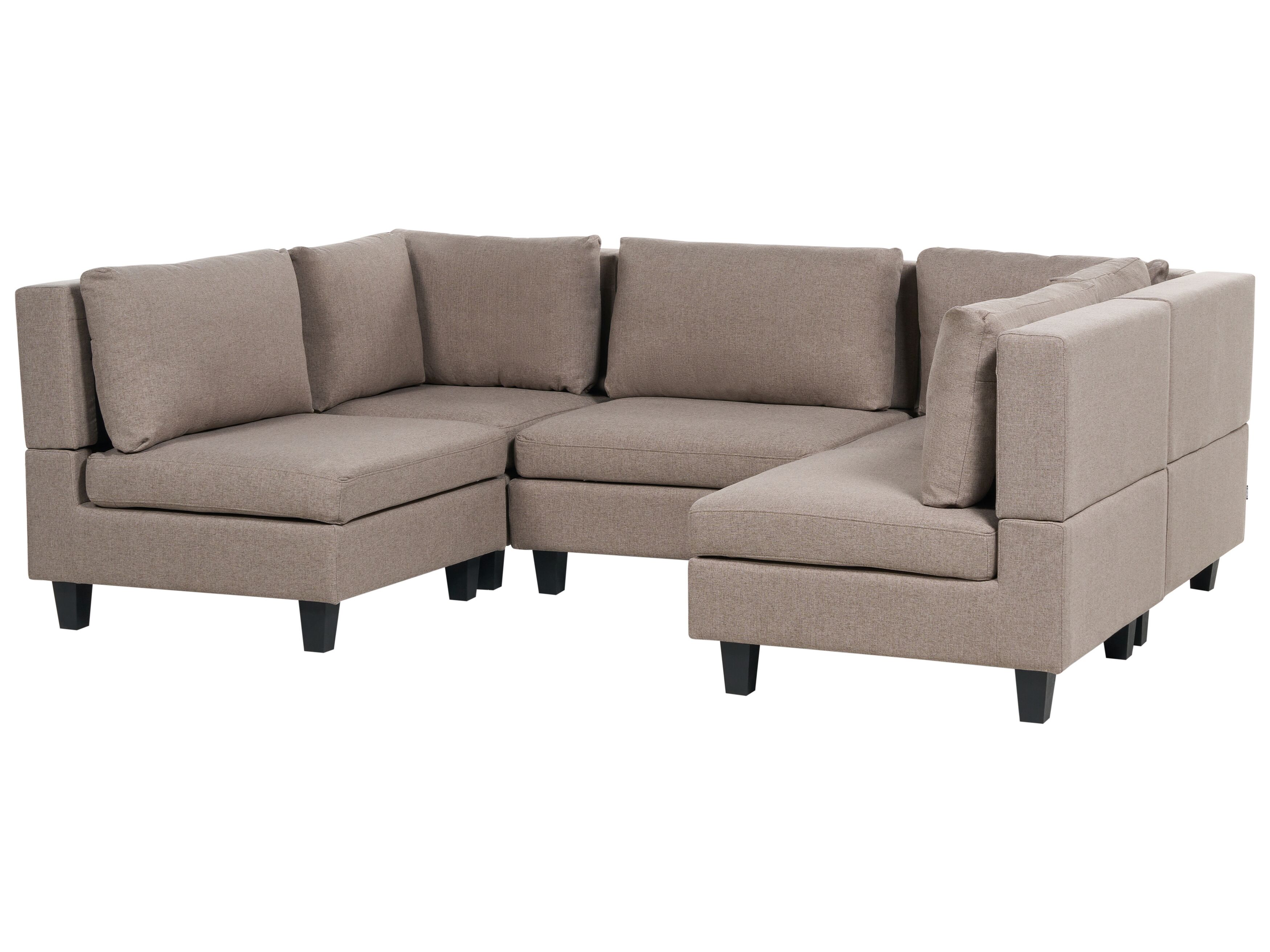 Canapé modulable en forme de U 5 places UNSTAD Tissu Marron | Beliani.fr
