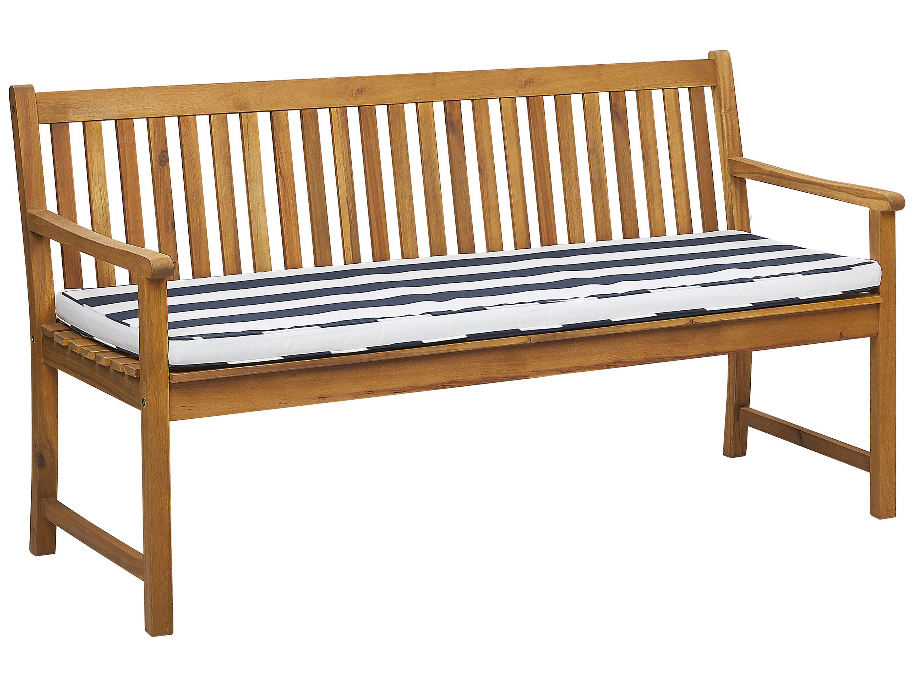 Banc avec coussin d'assise VIVARA Bois d'acacia certifié Bleu marine ...
