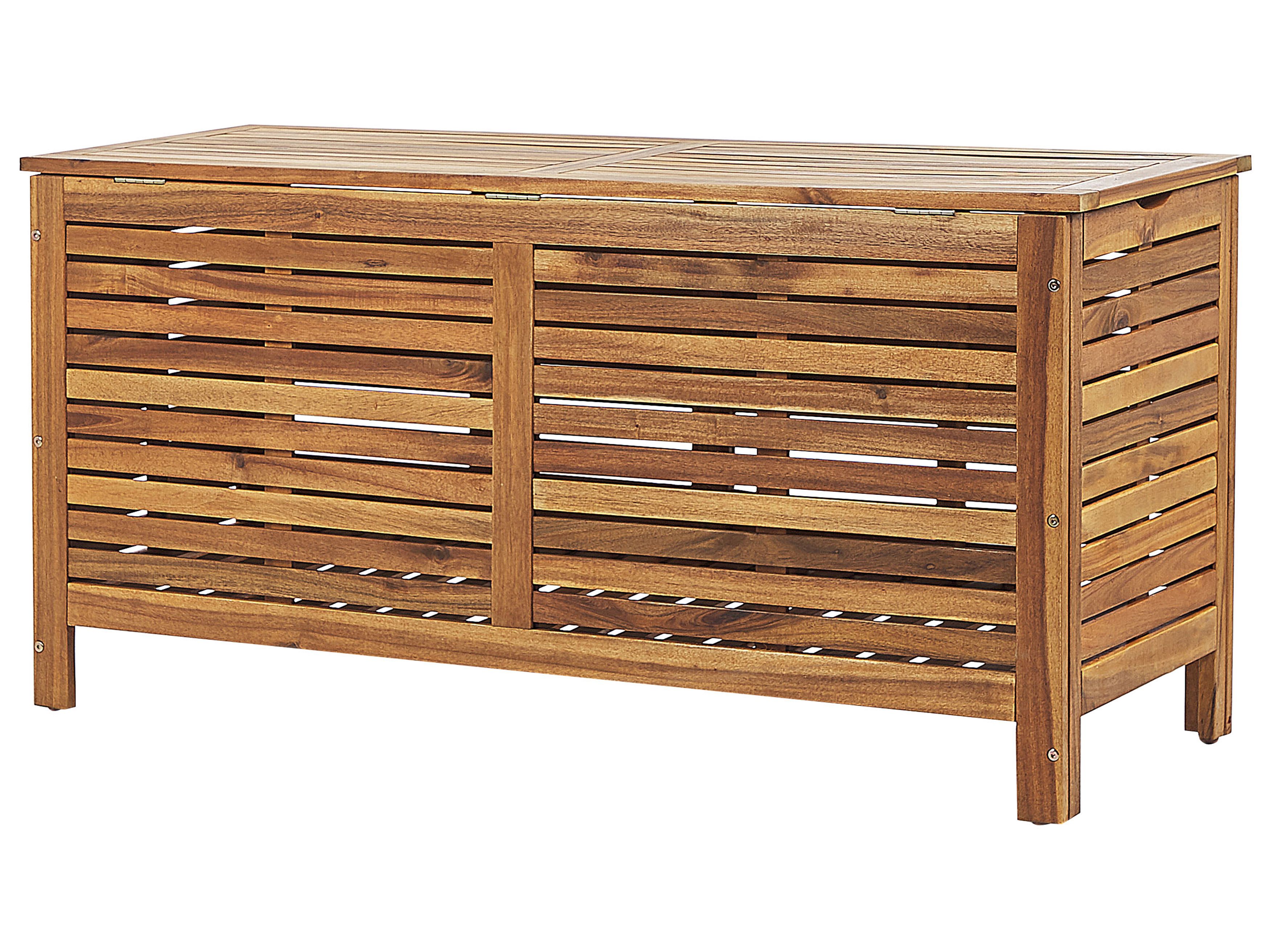 Arcón de madera de acacia clara 130 cm RIVIERA | Beliani.es