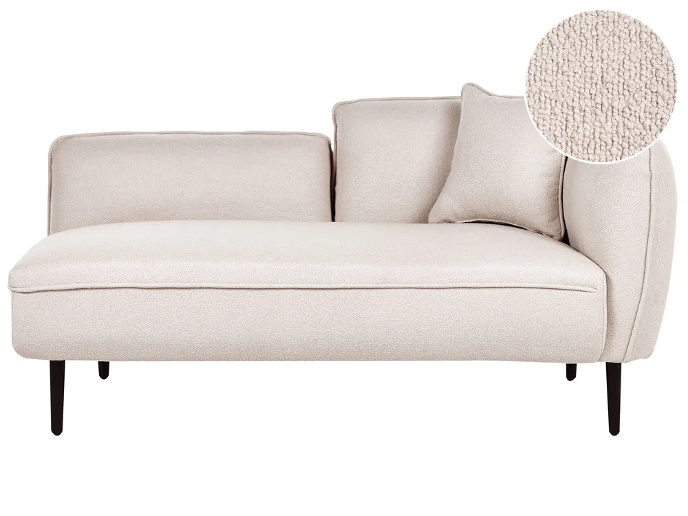 Right-Hand Chaise Lounge CHEVANNES Boucle Light Beige | Beliani.co.uk