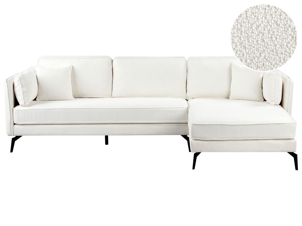 Canapé d'angle 3 places SIMOS Tissu Gris clair Côté gauche | Beliani.fr