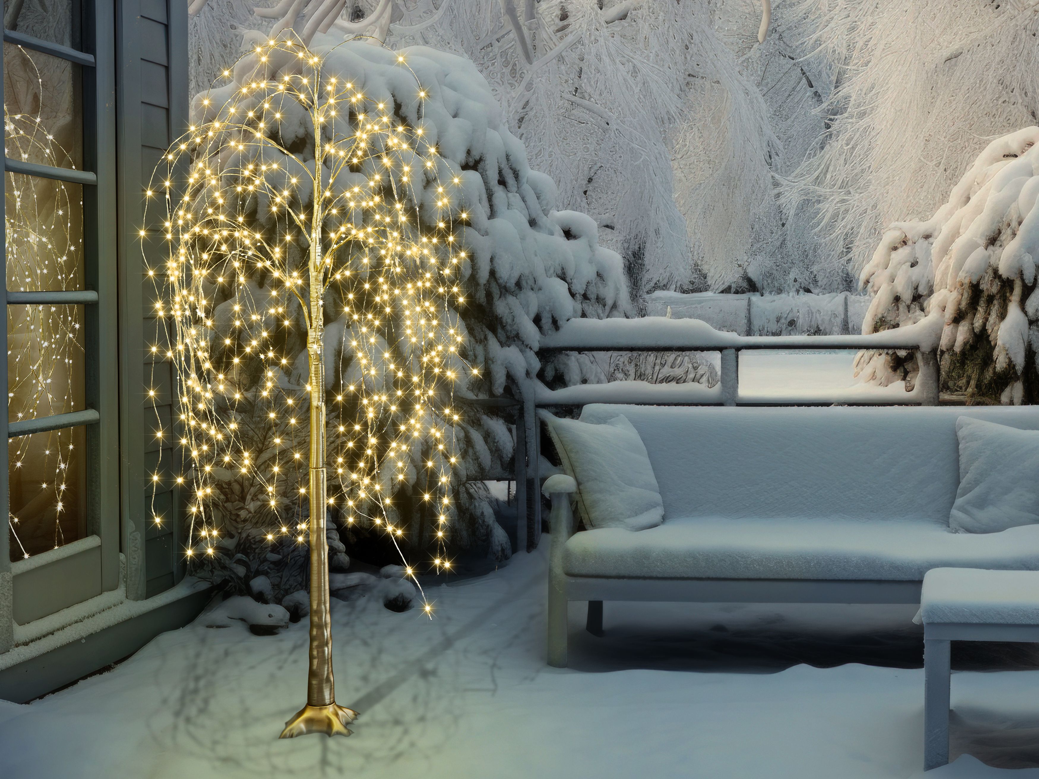 Outdoor LED Decoration Tree 180 cm Gold BALIONI | Beliani.co.uk