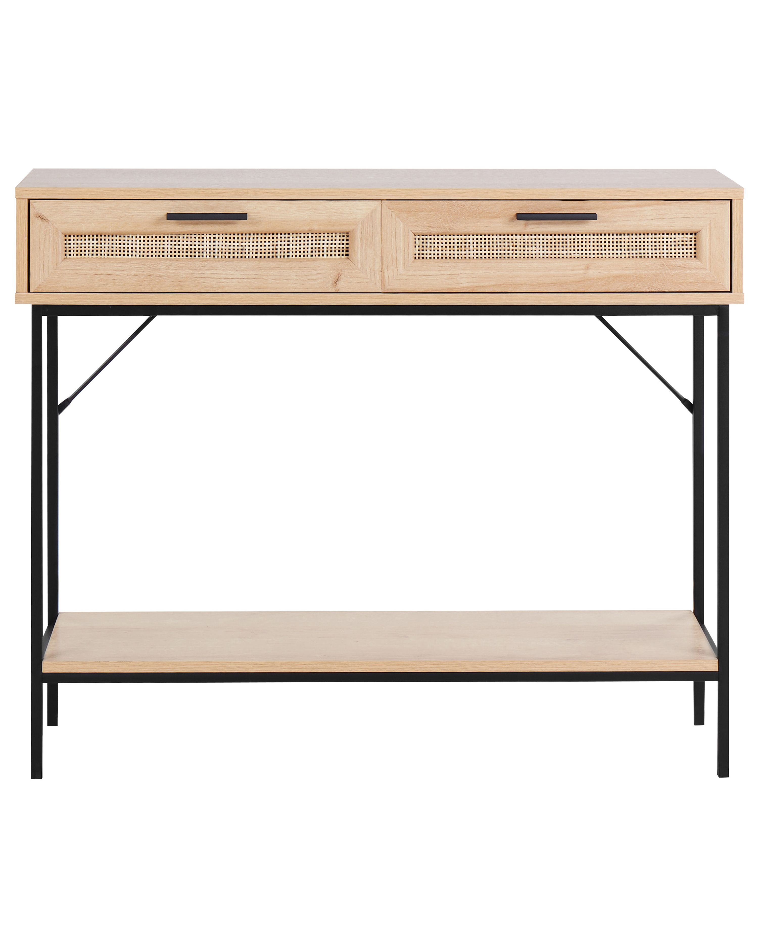 Rattan Console Table Light Wood PASCO | Beliani.co.uk