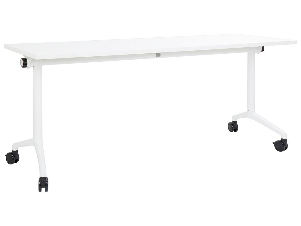Folding Office Desk with Casters 180 x 60 cm White CAVI Beliani