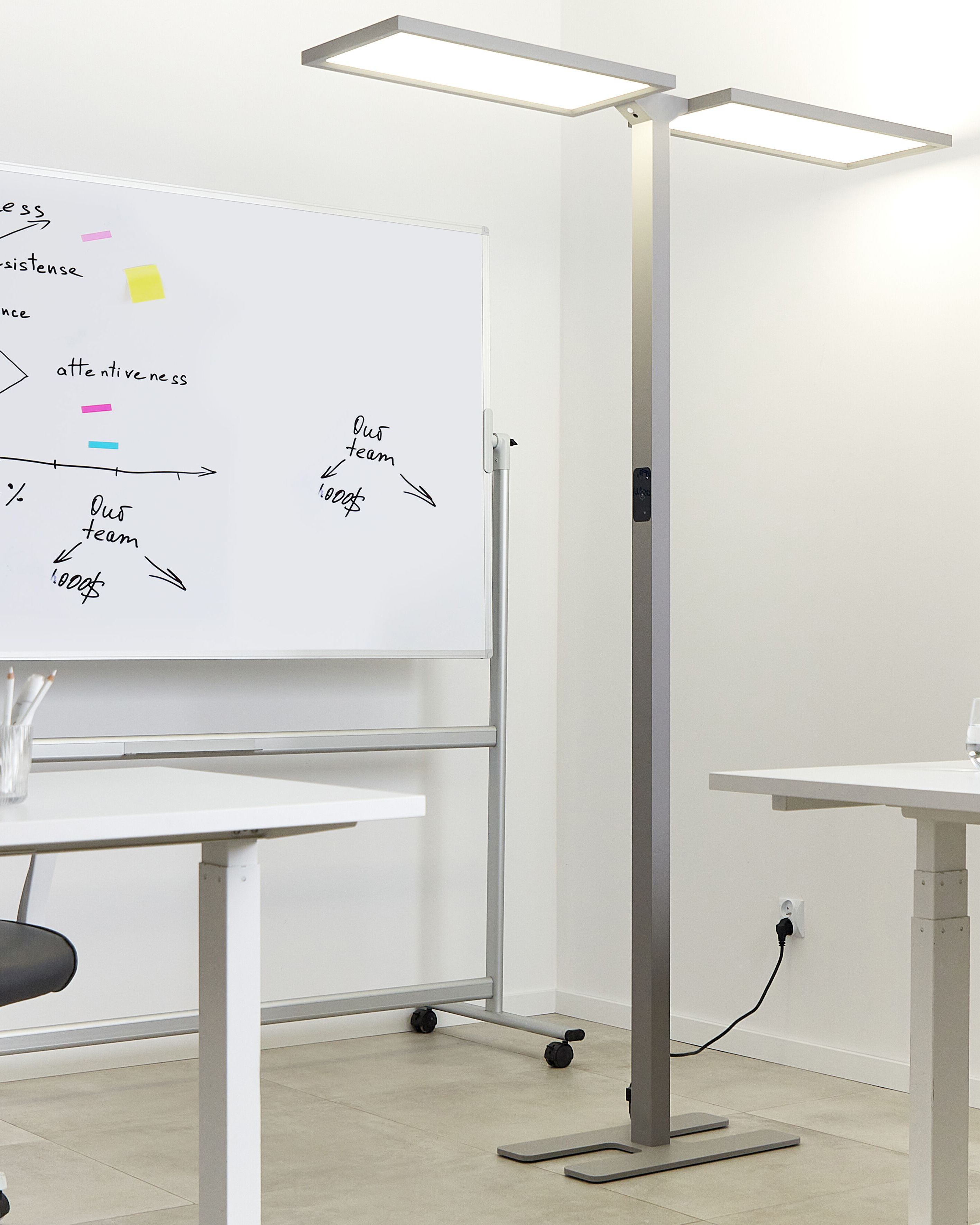 LED Floor Lamp SCULPTOR with Motion Sensor Metal Silver | Beliani.co.uk