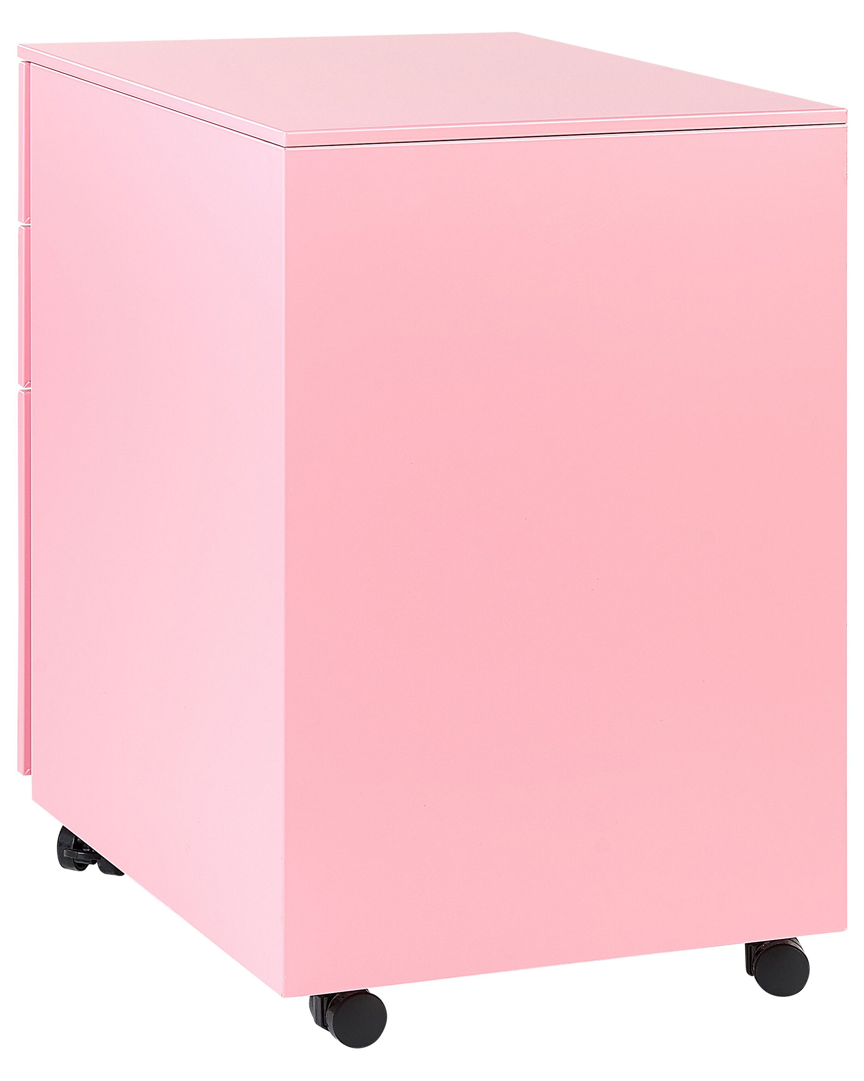 3 Drawer Metal Storage Cabinet Pink CAMI | Beliani.co.uk