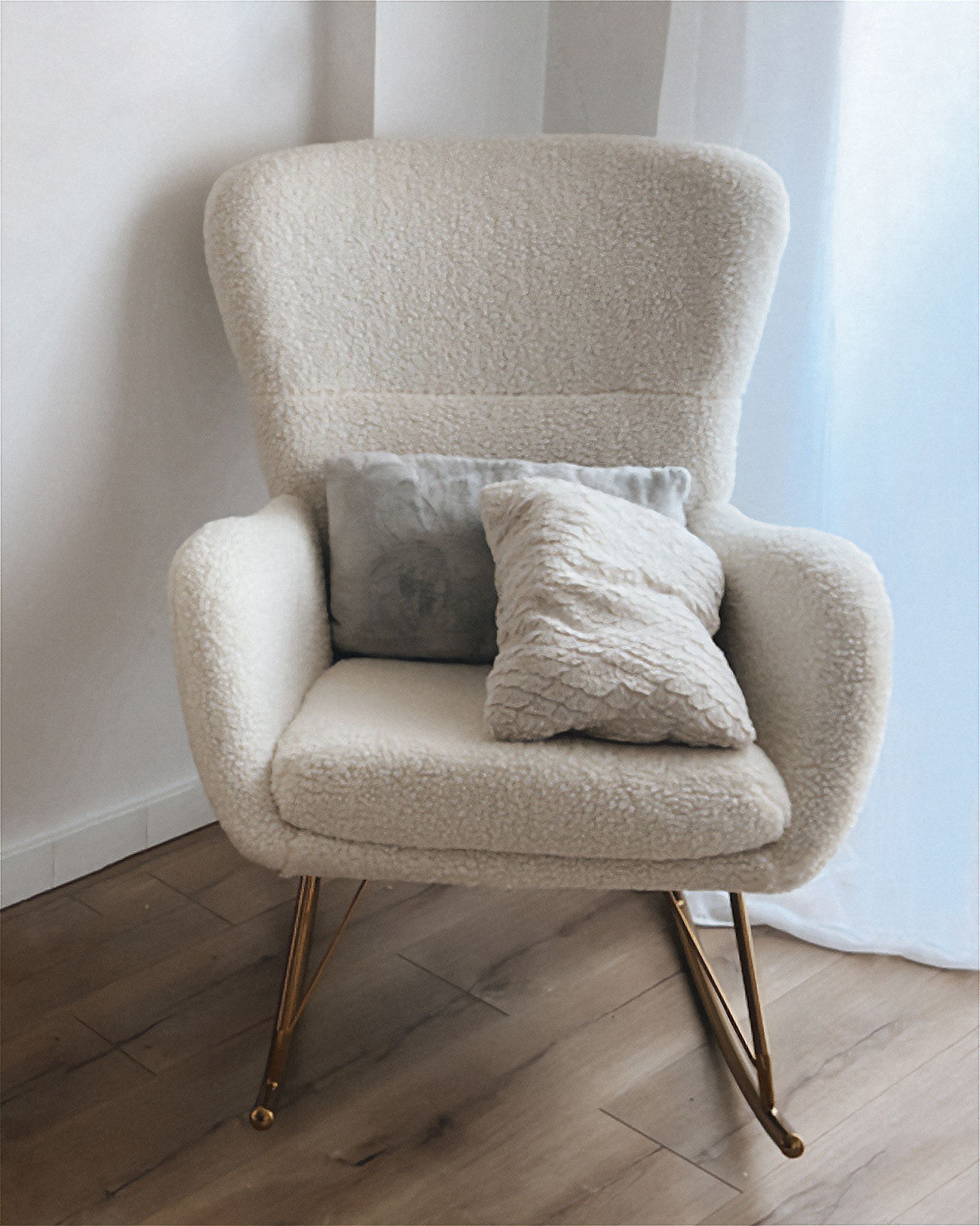 Rocking Chair ANASET Boucle White | Beliani.co.uk