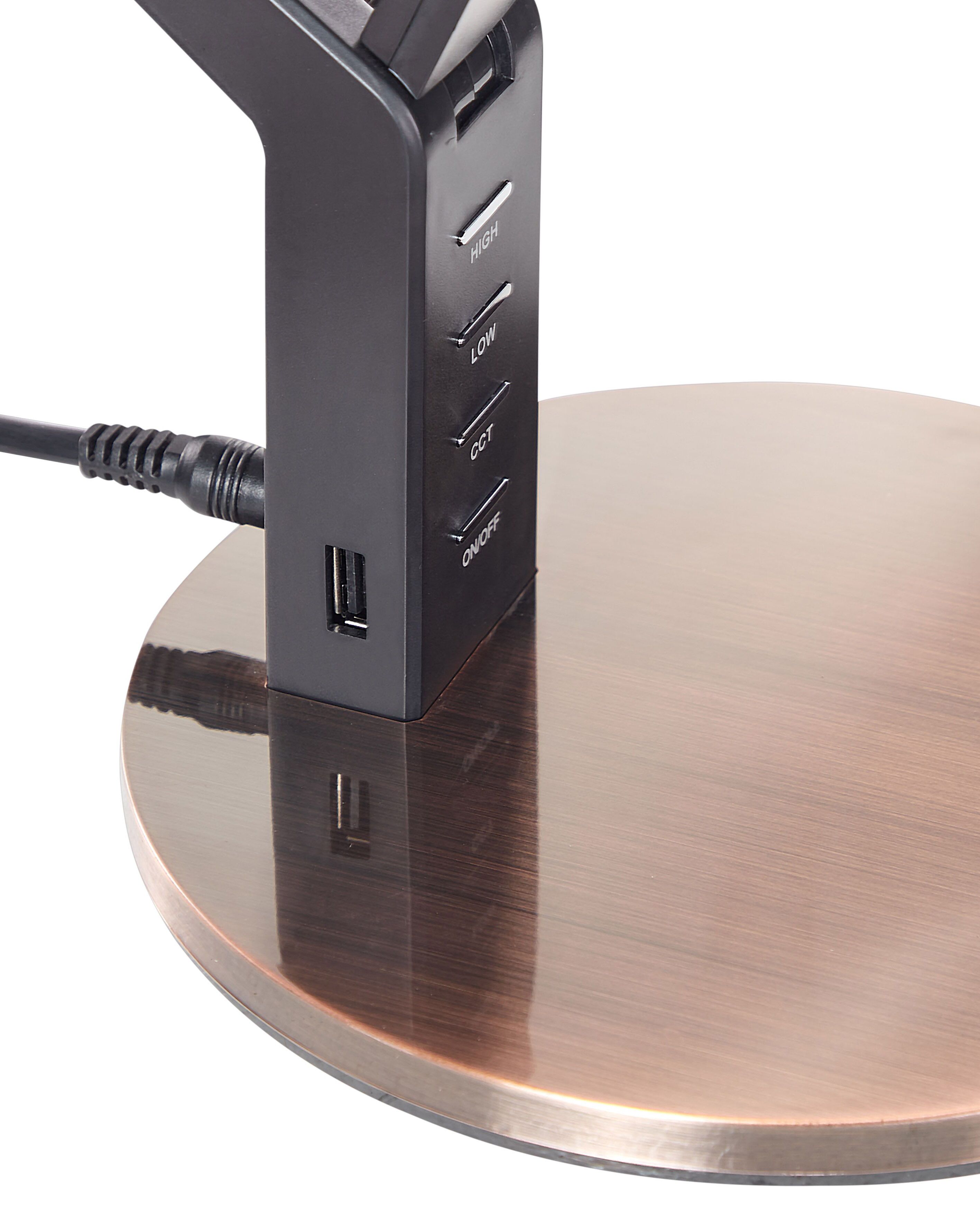 Metal LED Desk Lamp with USB Port Copper CHAMAELEON | Beliani.co.uk