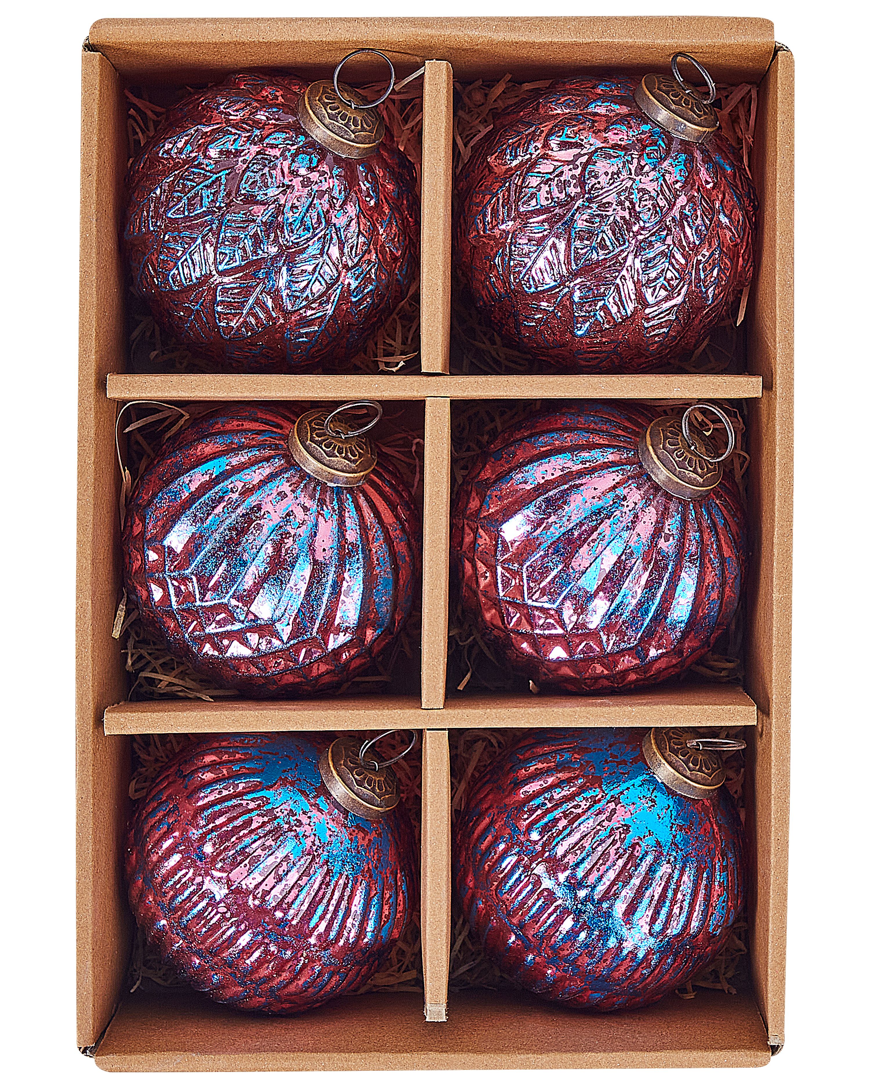 Set di 6 palline decorative ASTRAL Vetro Rosa | Beliani.it