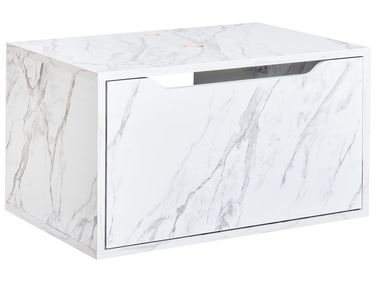 Wall Mounted Vanity Unit PETROLINA 60 cm White Marble | Beliani.es