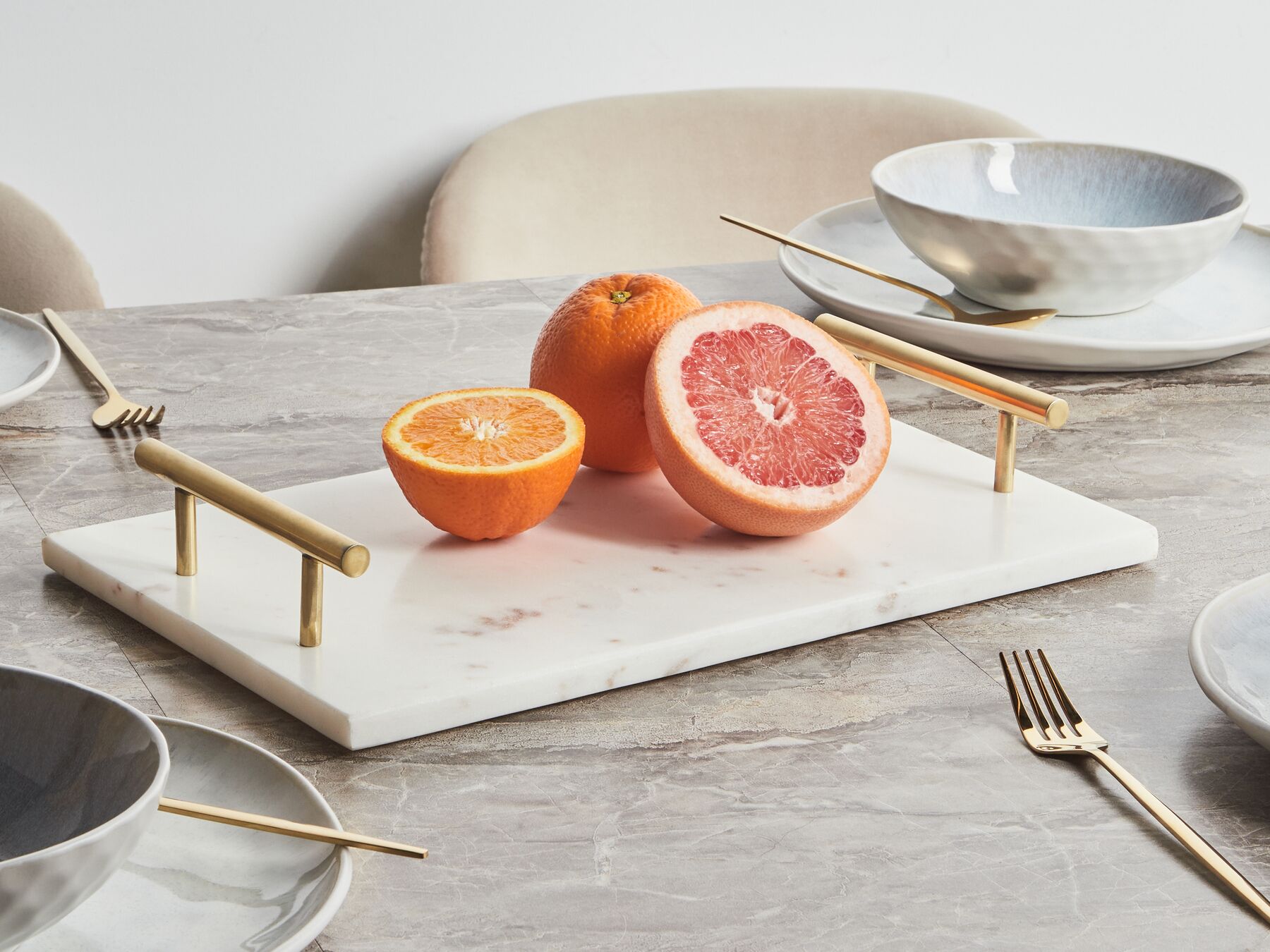 Serving Tray DIMARI Stone White Marble | Beliani.co.uk