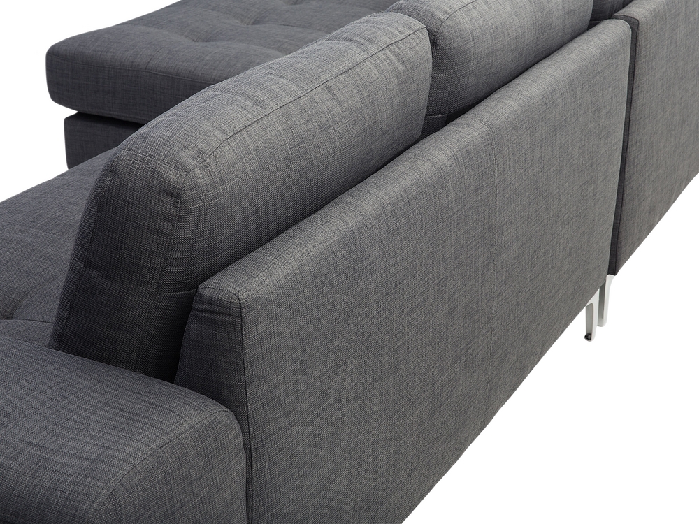 Right Hand Fabric Corner Sofa Dark Grey KIRUNA Beliani