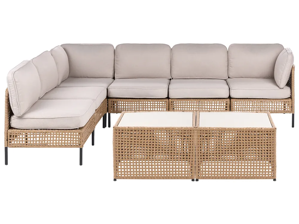 Conjunto esquinero de jardín 6 plazas OMEGANA modular Ratán sintético ...