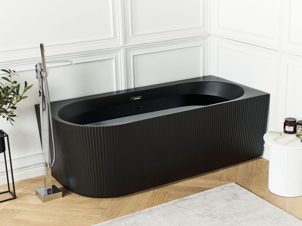 Corner Bath GOCTA Left Hand 1700 x 800 mm Black | Beliani.co.uk