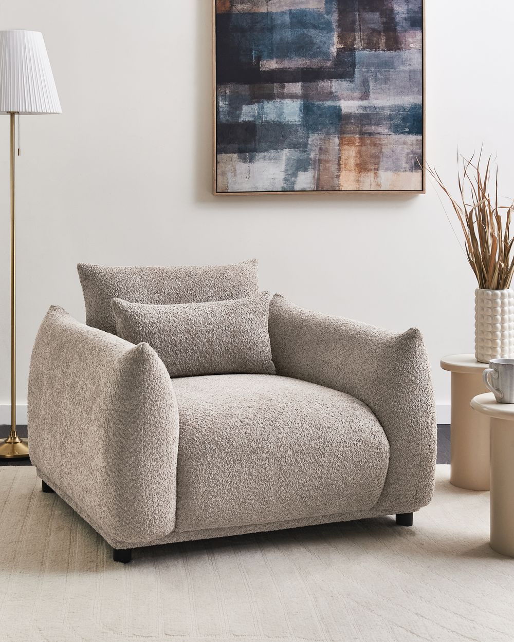 Lænestol MELBY Boucle Hvid | Beliani.dk