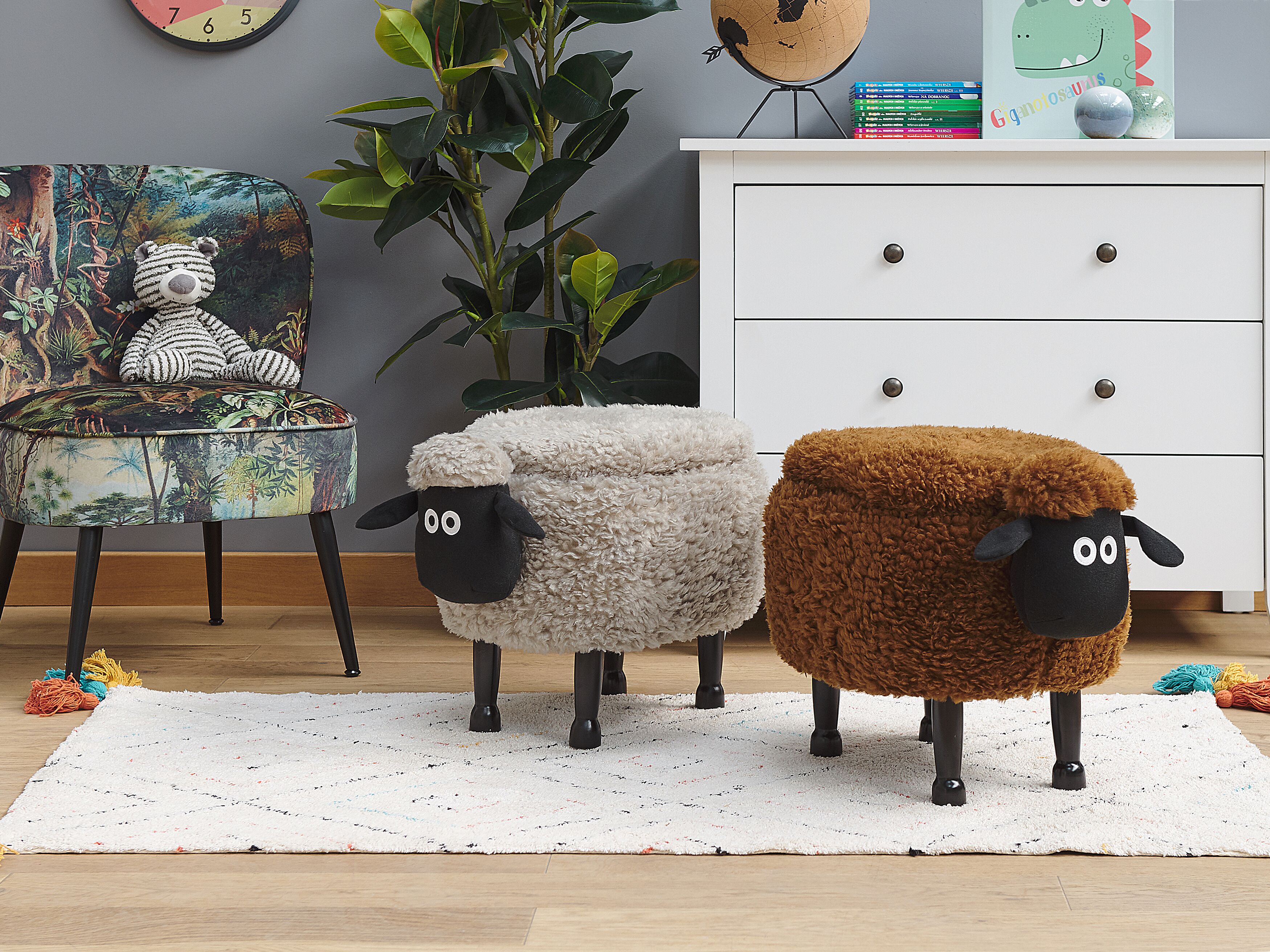 Pouf animaletto in tessuto grigio SHEEP | Beliani.ch
