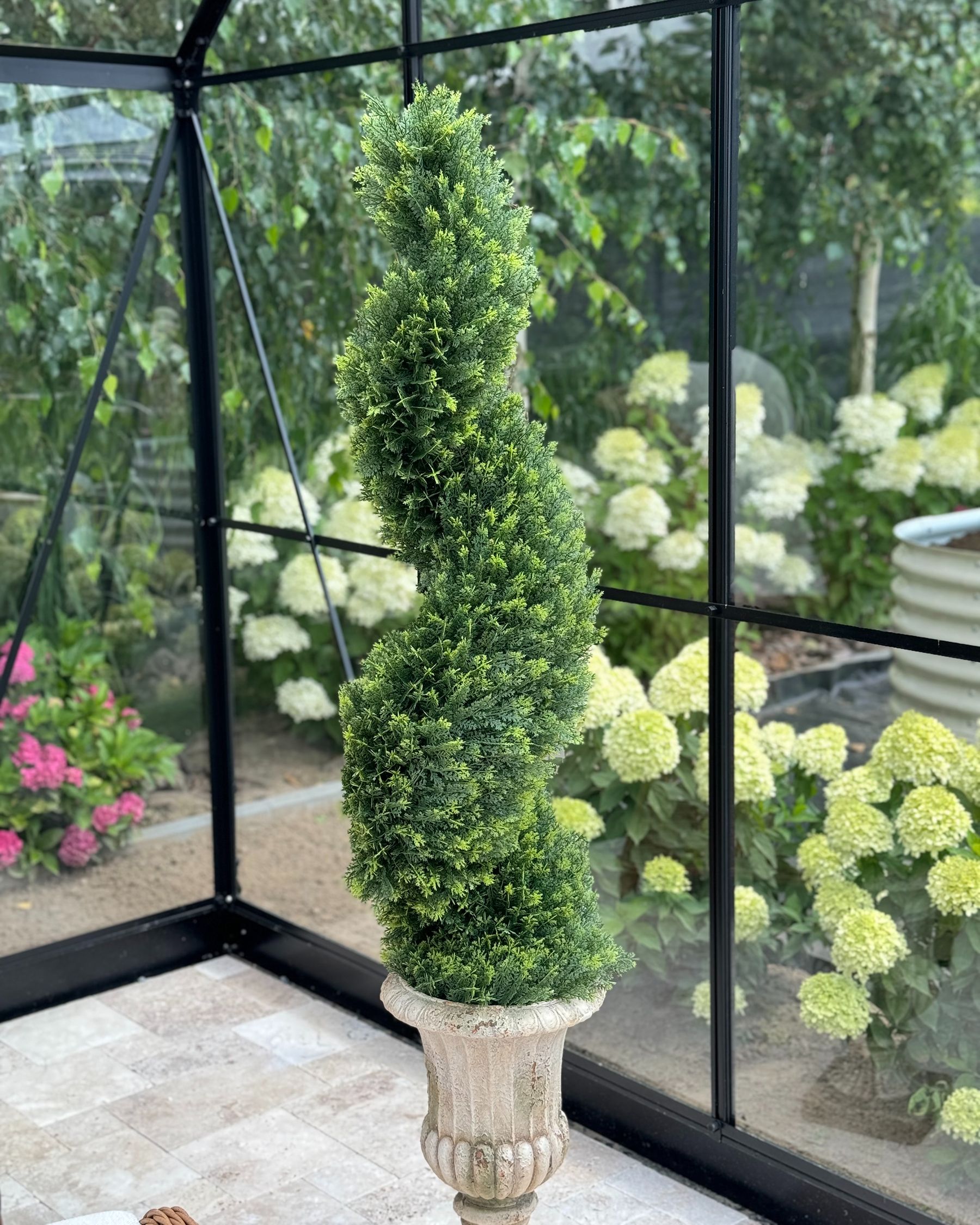 Artificial Plant CYPRESS SPIRAL TREE 126 cm Green | Beliani.co.uk