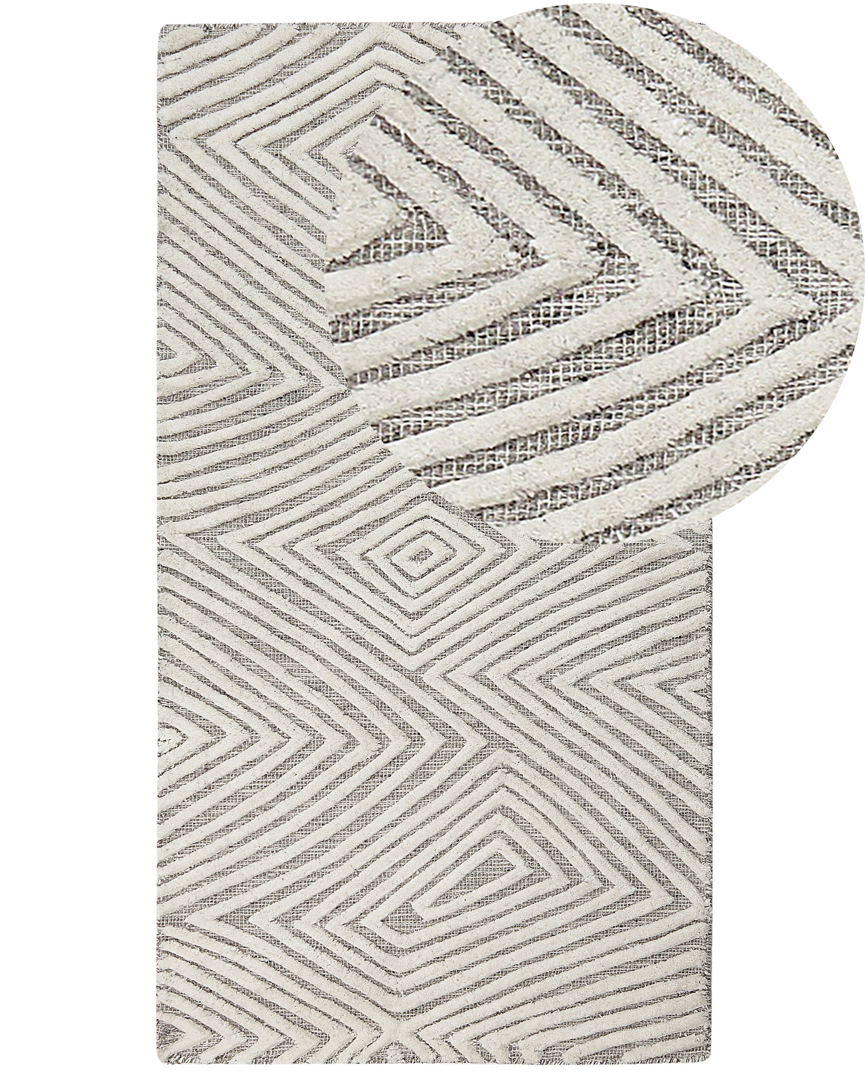 Rug GOKSUN Grey 80 x 150 cm Wool | Beliani.co.uk