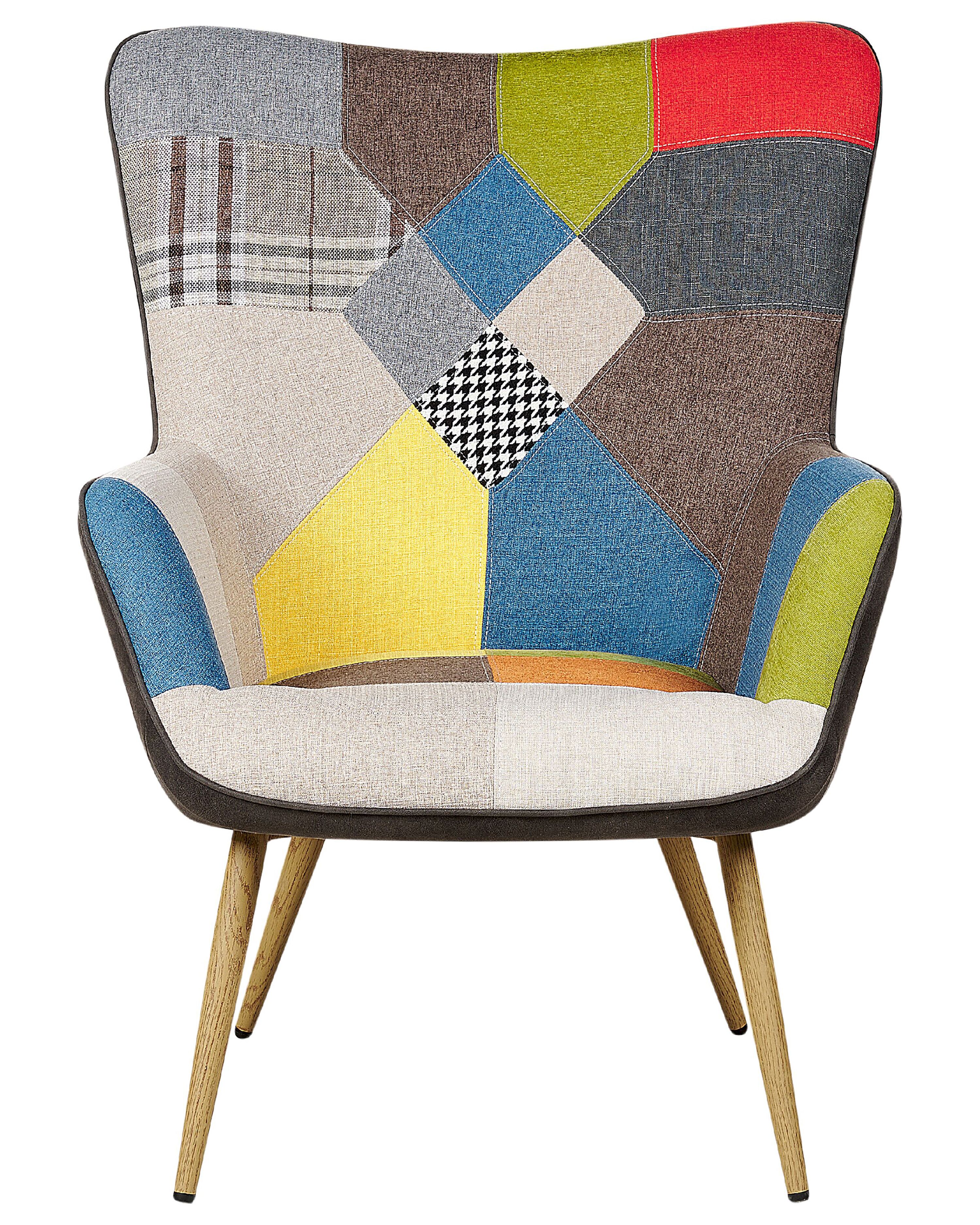 Wingback Chair VEJLE with Footstool Fabric Multicolour | Beliani.co.uk
