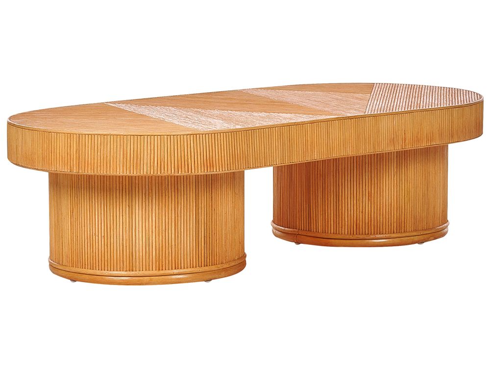 Rattan Coffee Table 150 x 70 cm Light Wood AIROLE Beliani