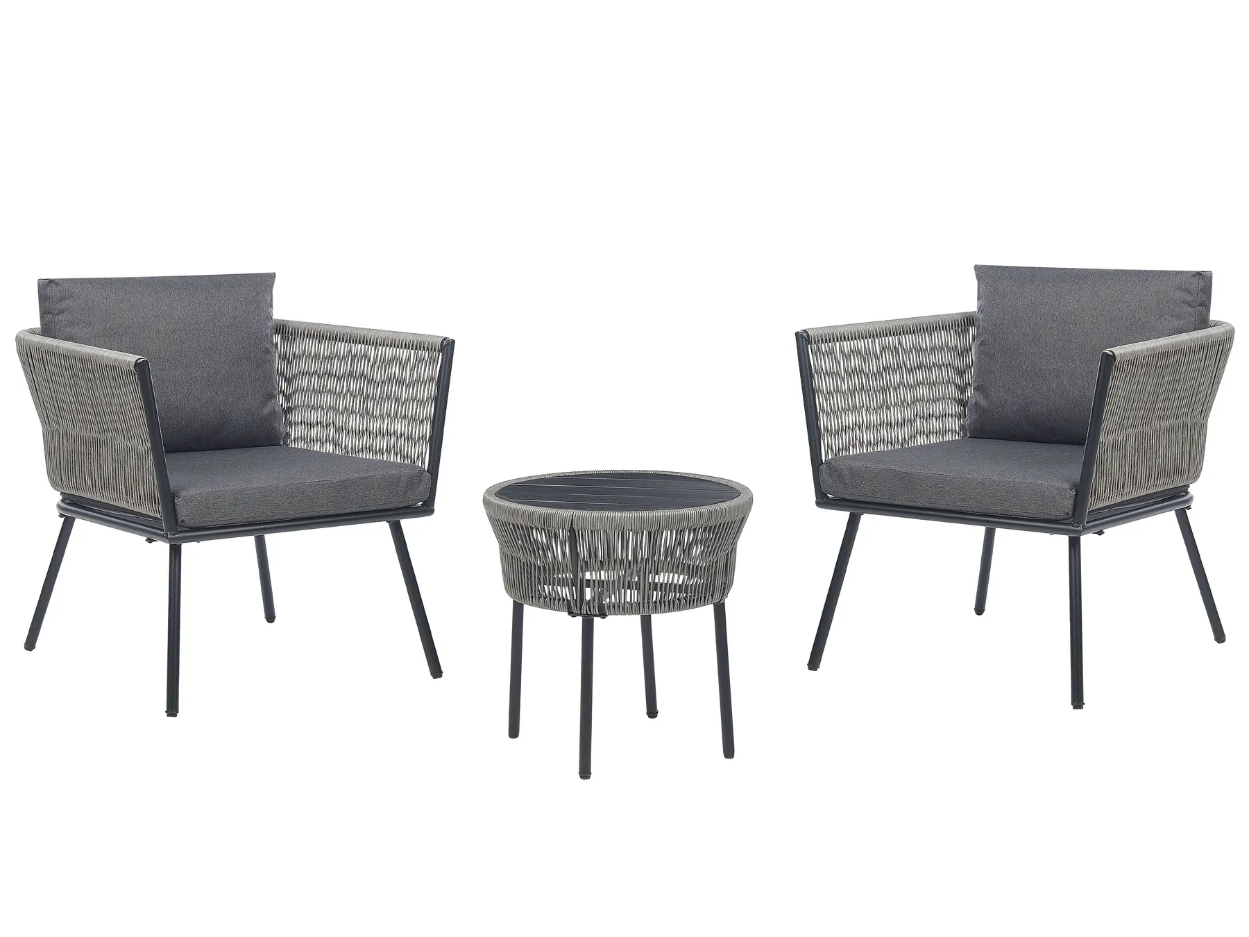 Bistro Set with Cushions GARGANO PE Rattan Grey | Beliani.co.uk
