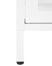 Glass Display Sideboard LED NEWPORT Metal 115 cm White | Beliani.co.uk