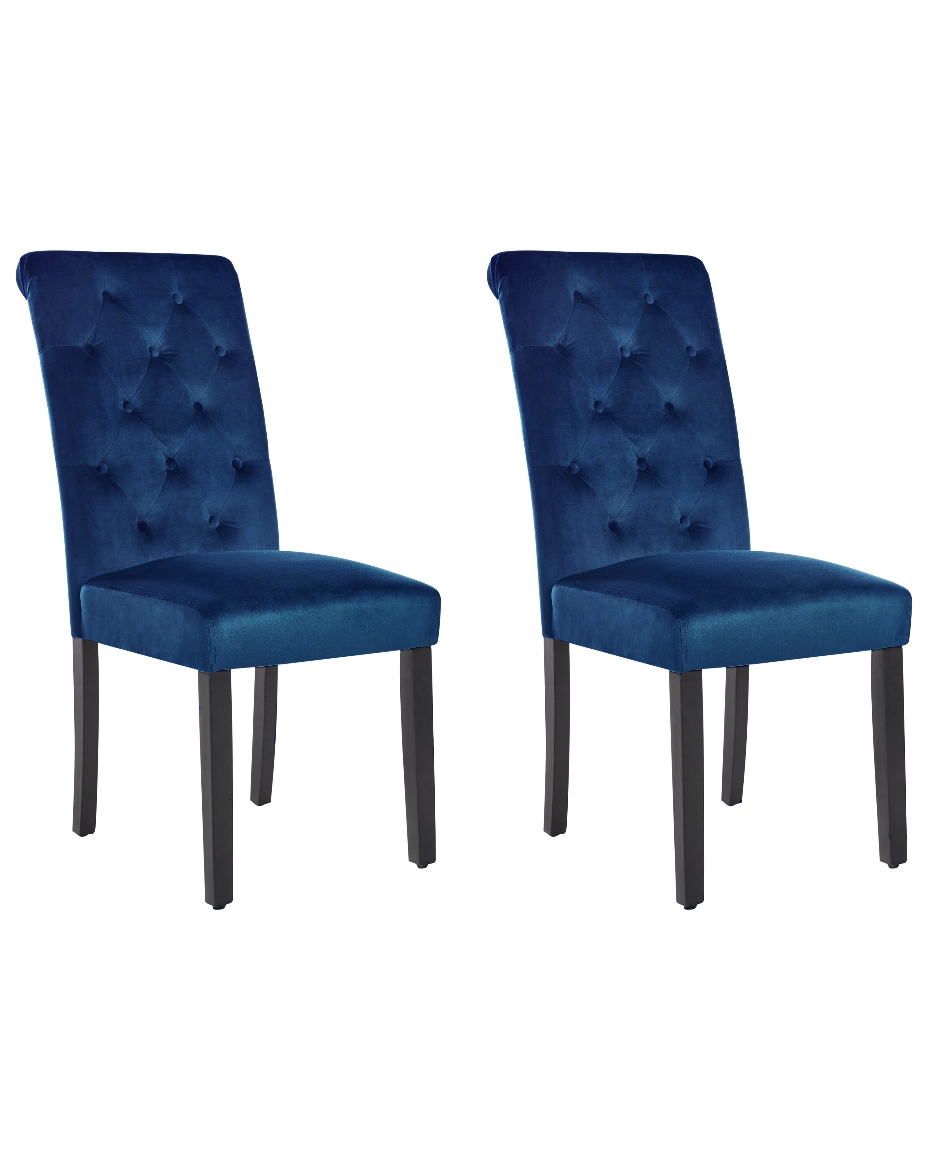 Set of 2 Dining Chairs VELVA Velvet Dark Blue | Beliani.co.uk
