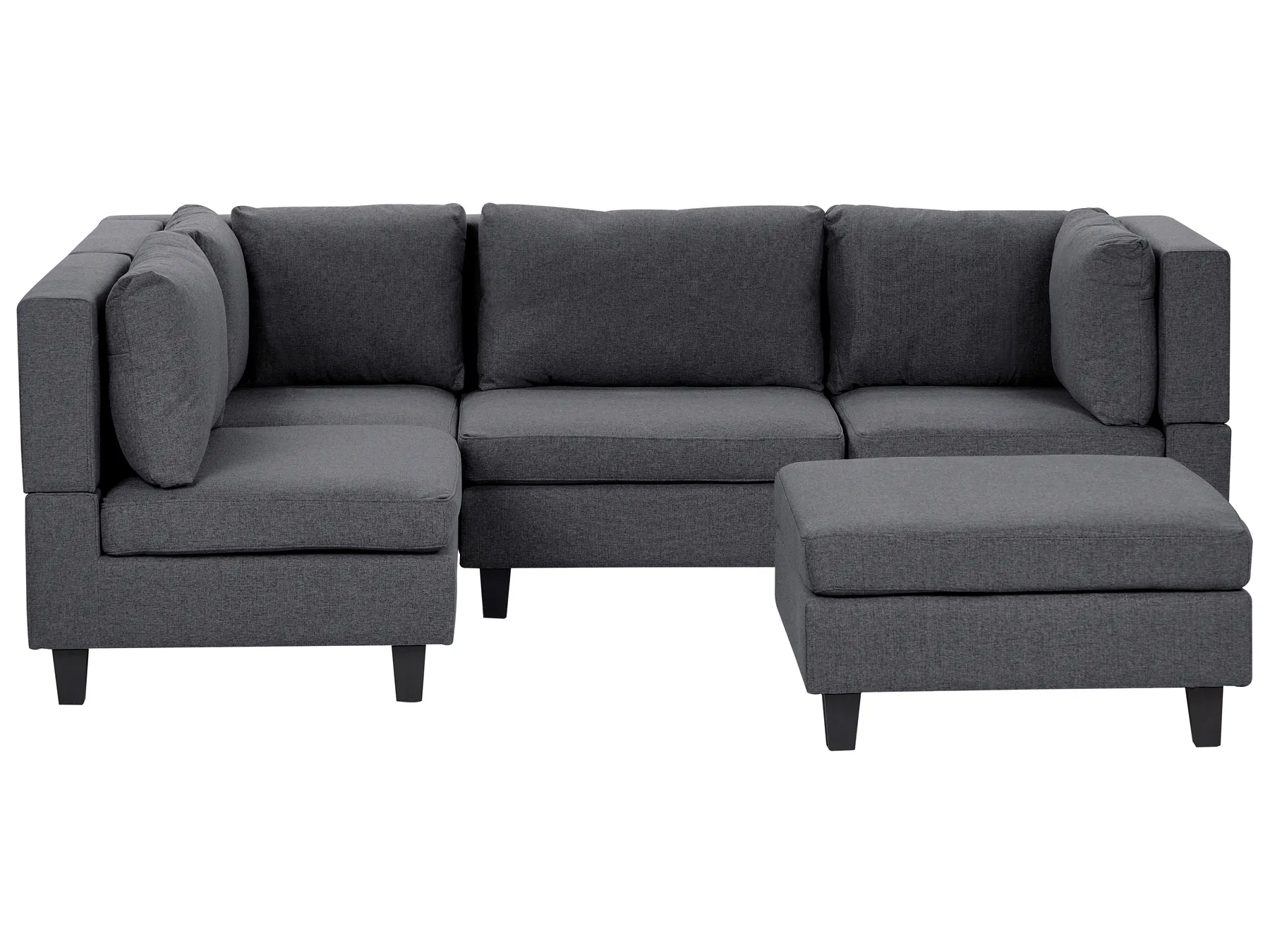Modulaire hoekbank 4-zitter UNSTAD Stof Donkergrijs Met ottomaan ...
