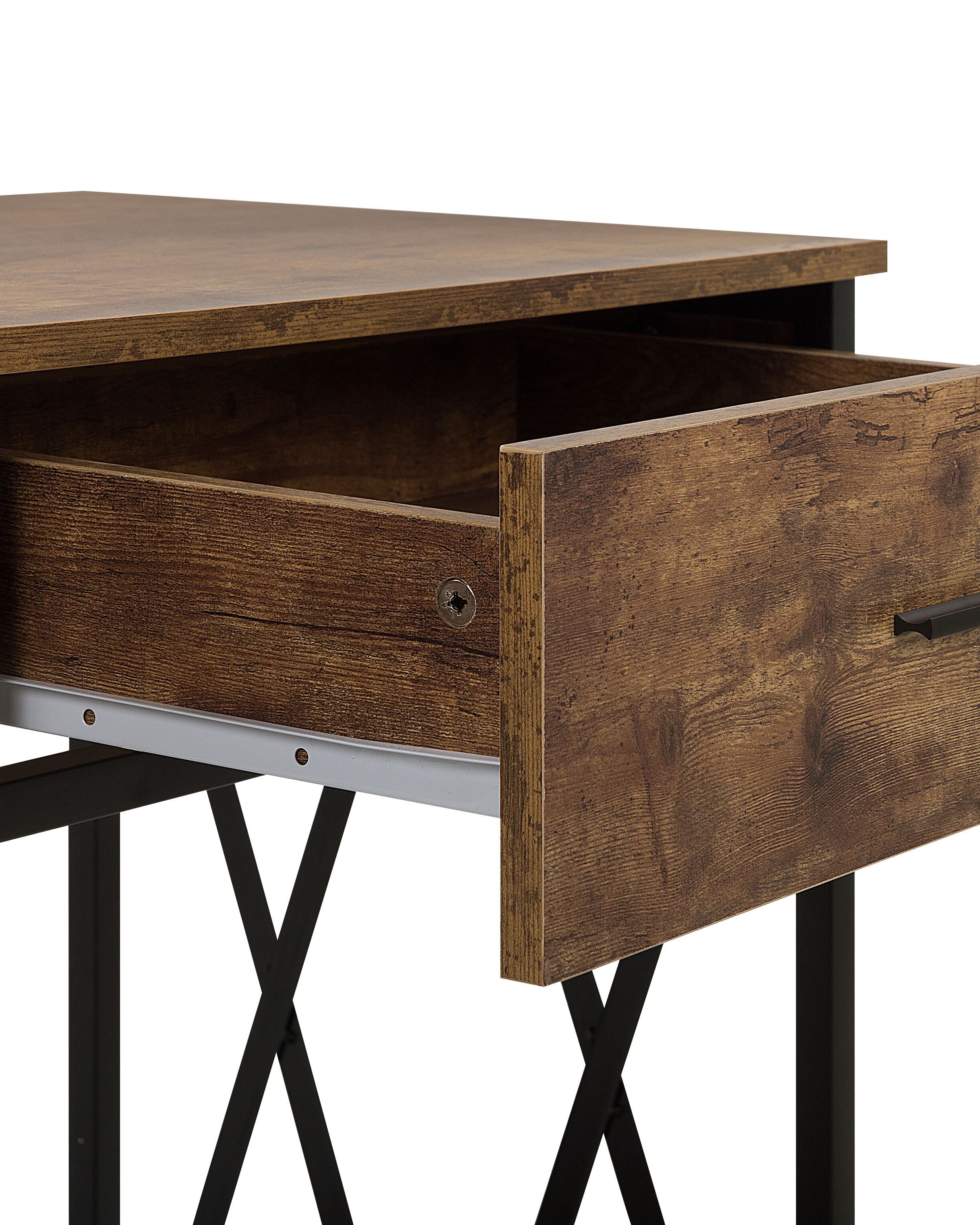 2 Drawer Console Table Dark Wood with Black AYDEN | Beliani.co.uk