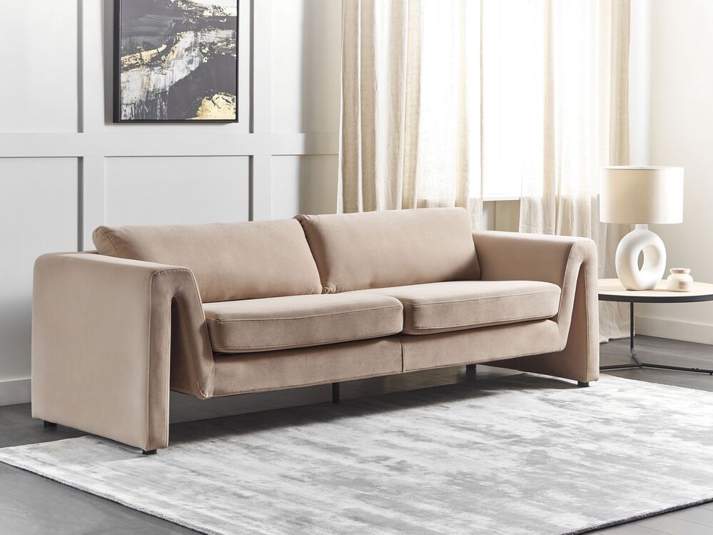 Velvet Sofa Beige MAUNU Beliani