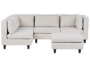 4 Seater Right Hand Modular Fabric Corner Sofa with Ottoman Light Beige ...