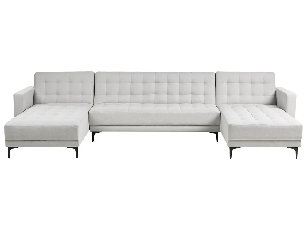 Modular U-Shape Sofa Bed 5 Seater ABERDEEN Fabric Light Grey | Beliani.es
